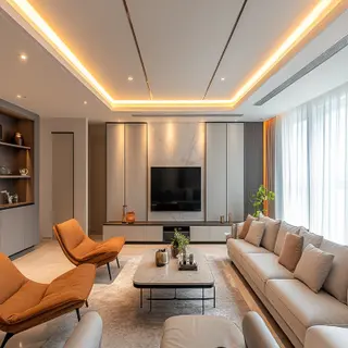 Contemporary Single Layer False Ceiling Design with PVC Panels and Cove ...