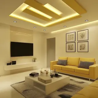 Contemporary Single Layer False Ceiling Design with PVC Panels and Cove ...